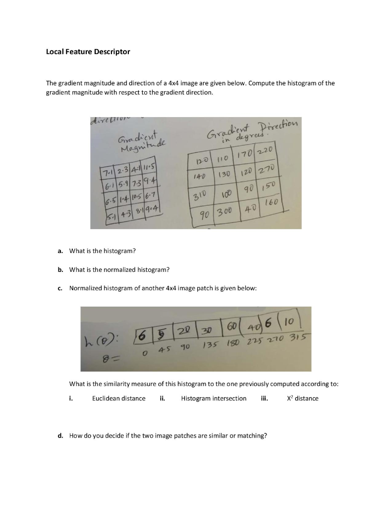 Local Feature Descriptor The gradient magnitude and | Chegg.com