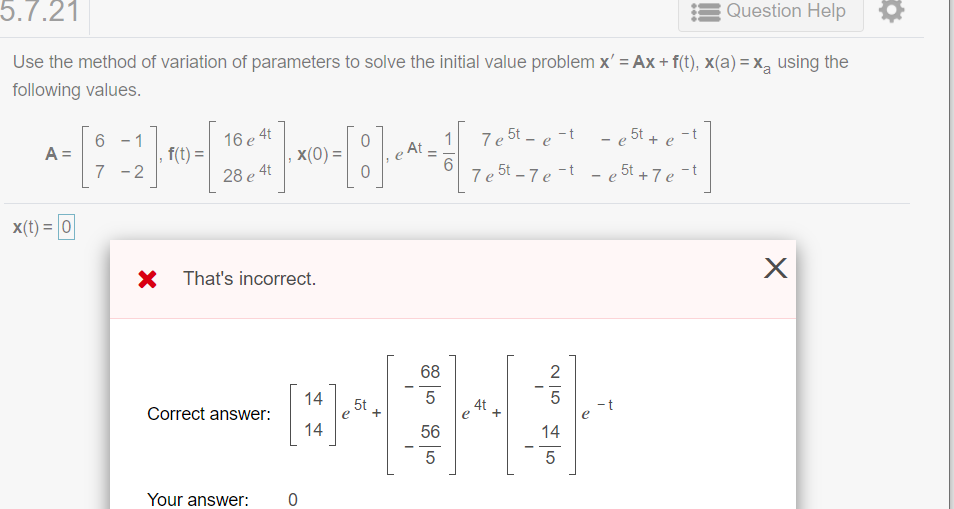 Solved 5 7 21 Question Help Use The Method Of Variation Of