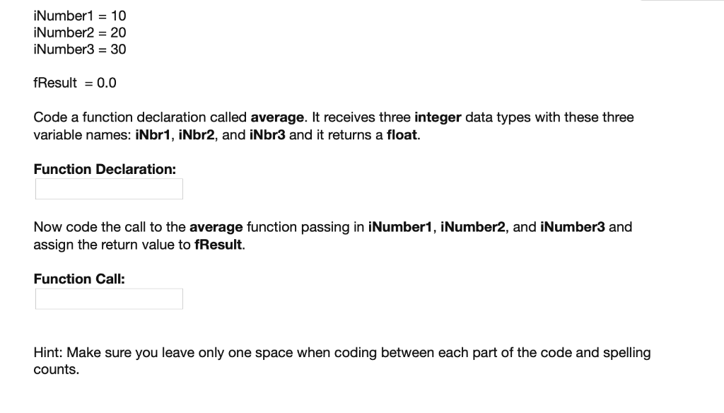 Solved iNumber1 10 iNumber2 20 iNumber3 30 |Result =0 Code a | Chegg.com