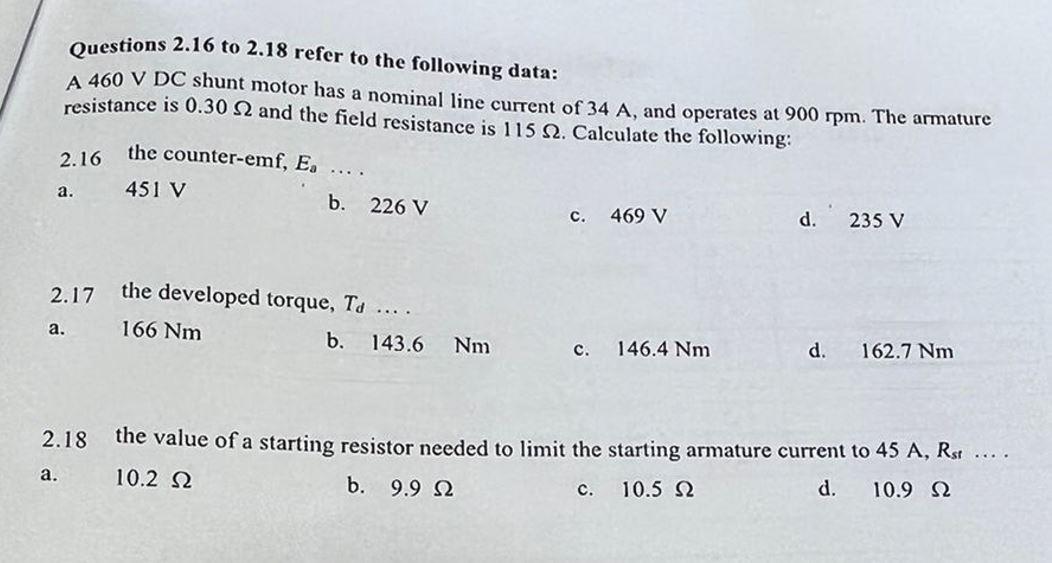 Solved Questions 2.16 to 2.18 refer to the following data: A | Chegg.com