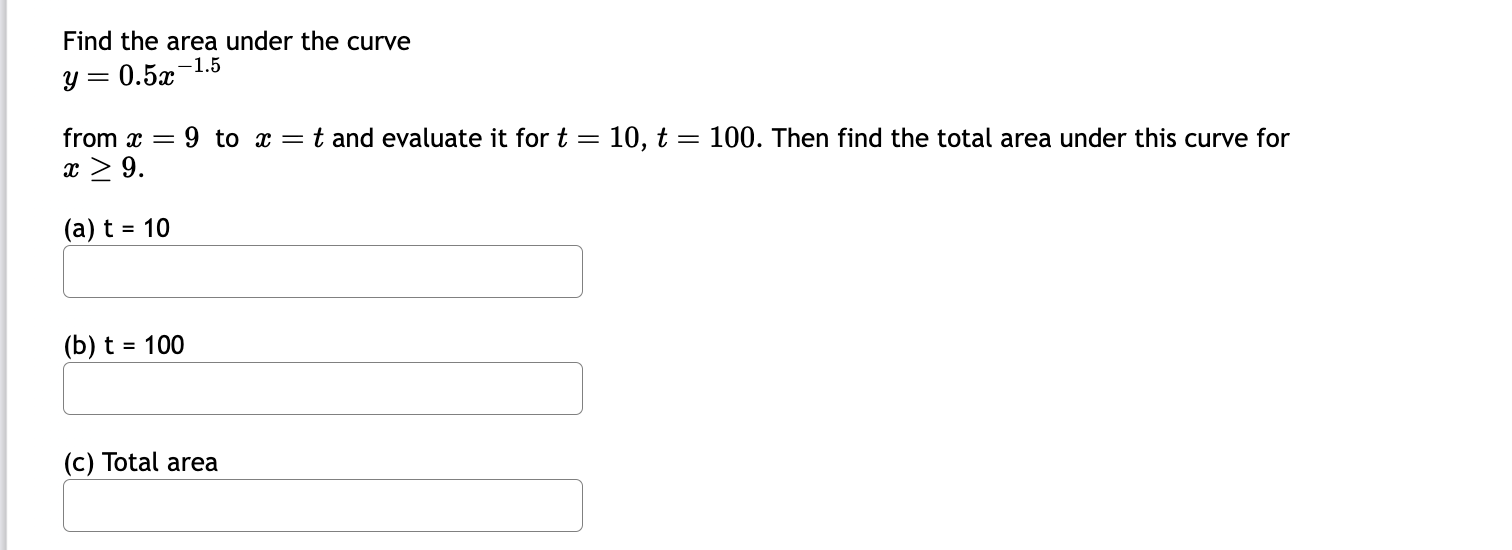 Solved Find the area under the curve y=0.5x−1.5 from x=9 to | Chegg.com