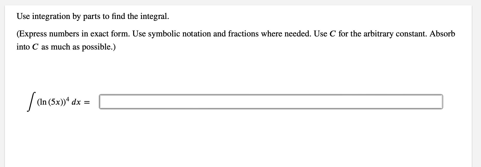 Solved Use integration by parts to find the | Chegg.com