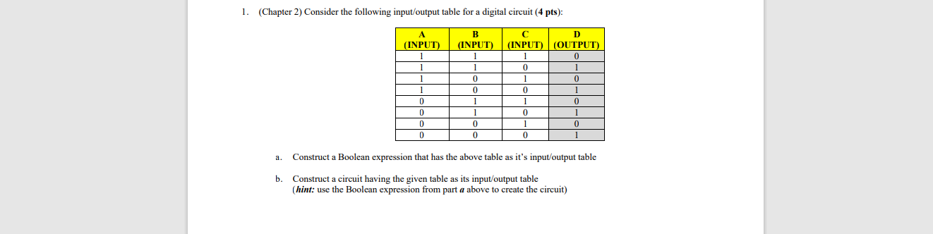 Solved 1. (Chapter 2) Consider the following input/output | Chegg.com