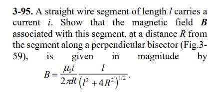 Solved A straight wire segment of length l carries a current | Chegg.com