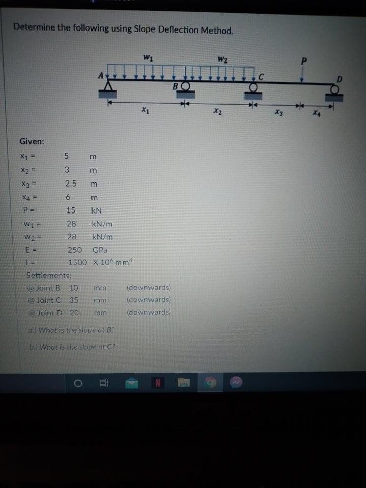 Solved Determine the following using Slope Deflection | Chegg.com