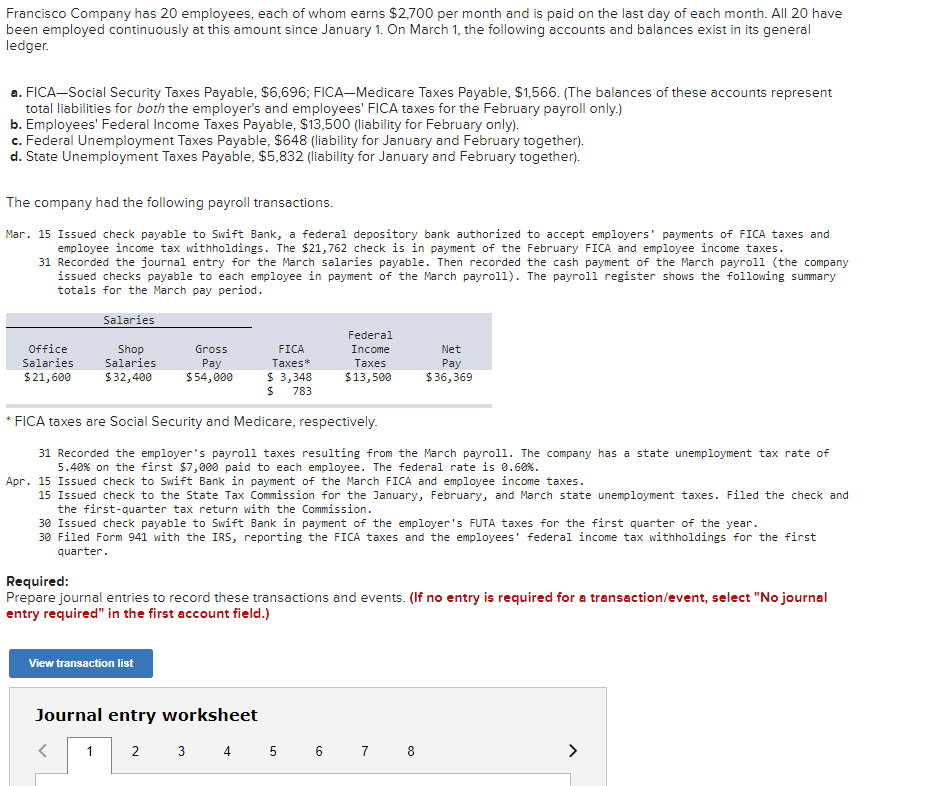 Solved Record the cash payment of FICA (employees' and | Chegg.com
