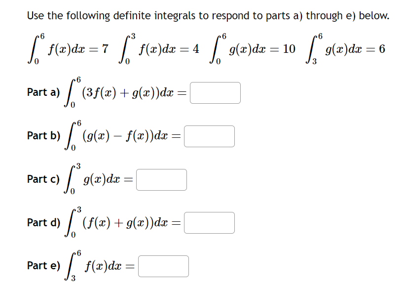 Solved Use the following definite integrals to respond to | Chegg.com