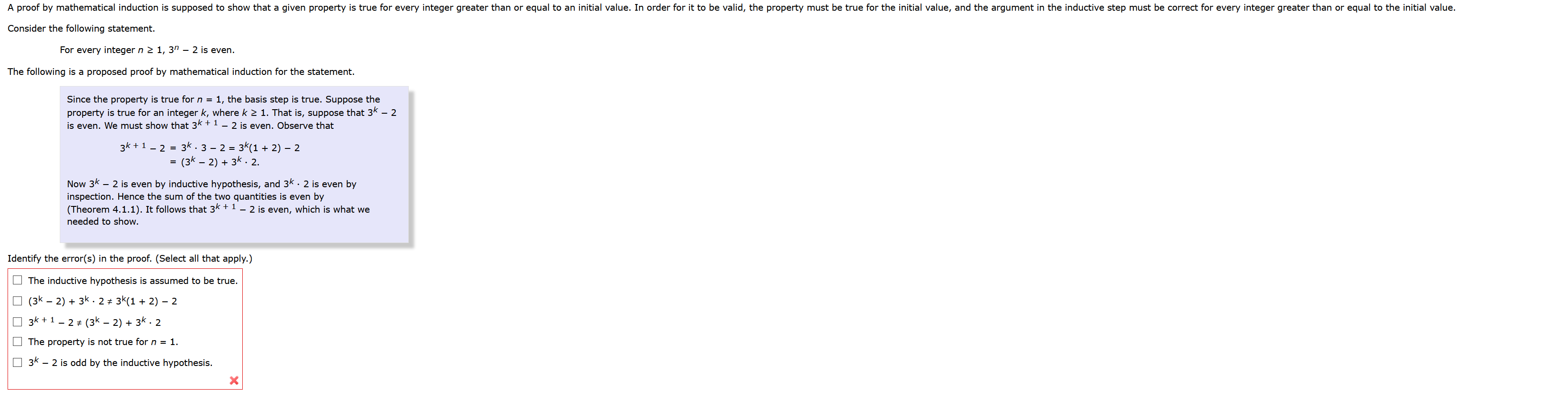 Solved A proof by mathematical induction is supposed to show | Chegg.com