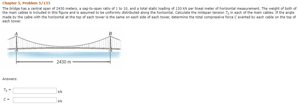 Solved Chapter 5, Problem 5/133 The bridge has a central | Chegg.com