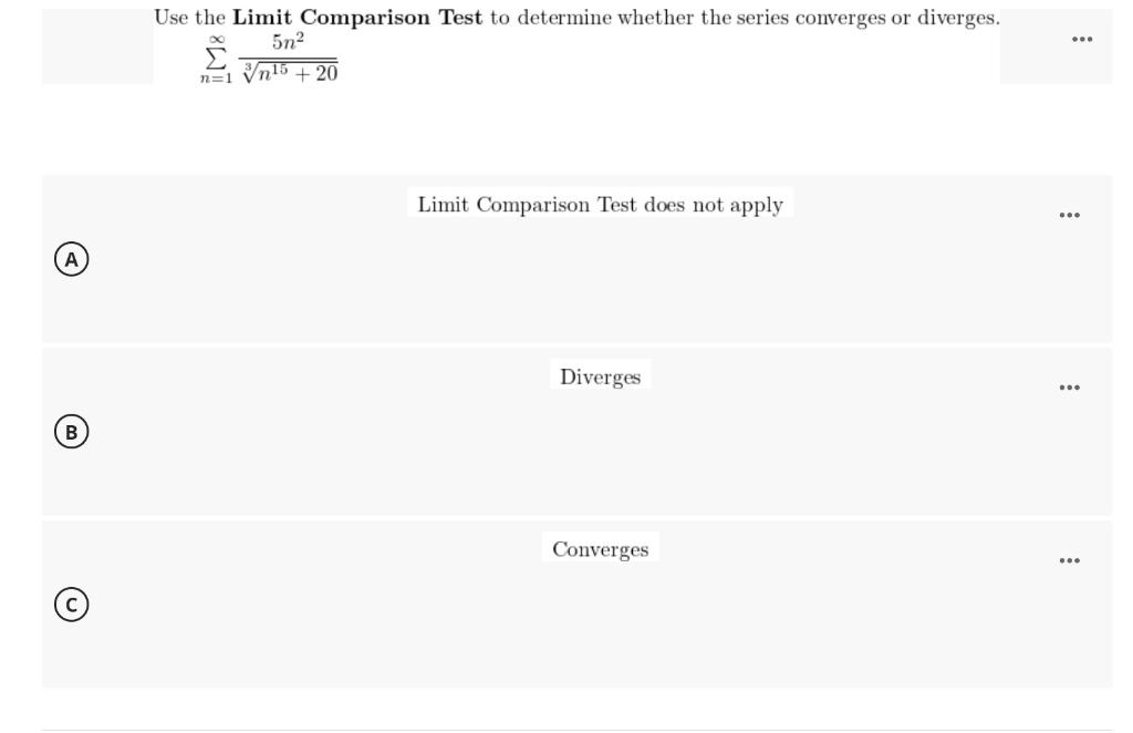 Solved Use the Limit Comparison Test to determine whether | Chegg.com