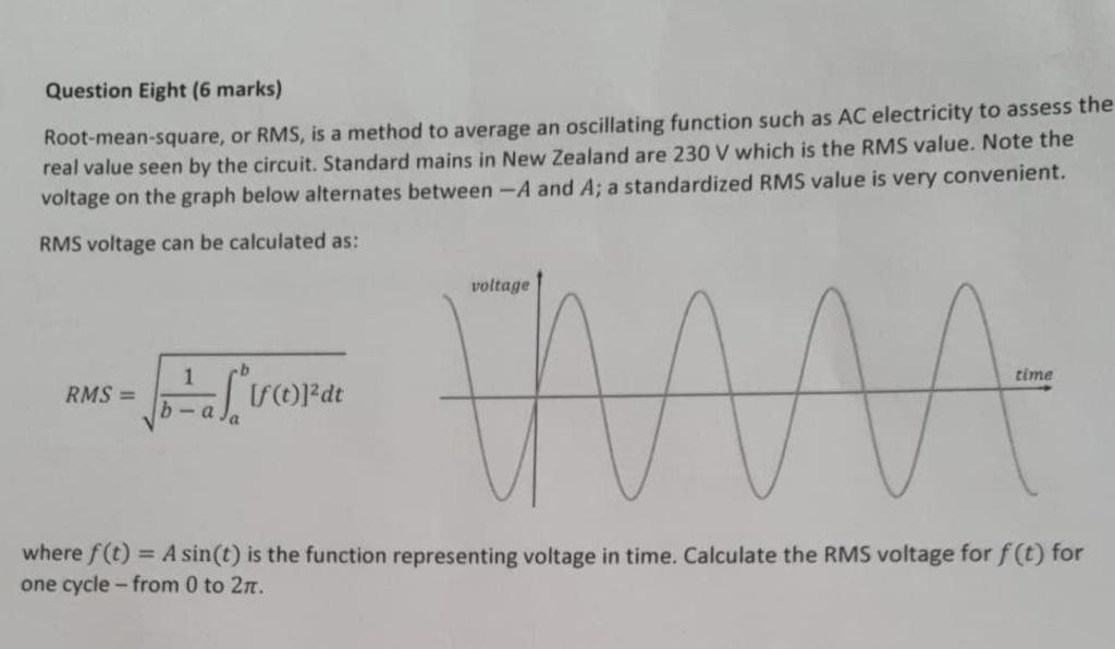Solved Question Eight (6 marks) Root-mean-square, or RMS, is | Chegg.com