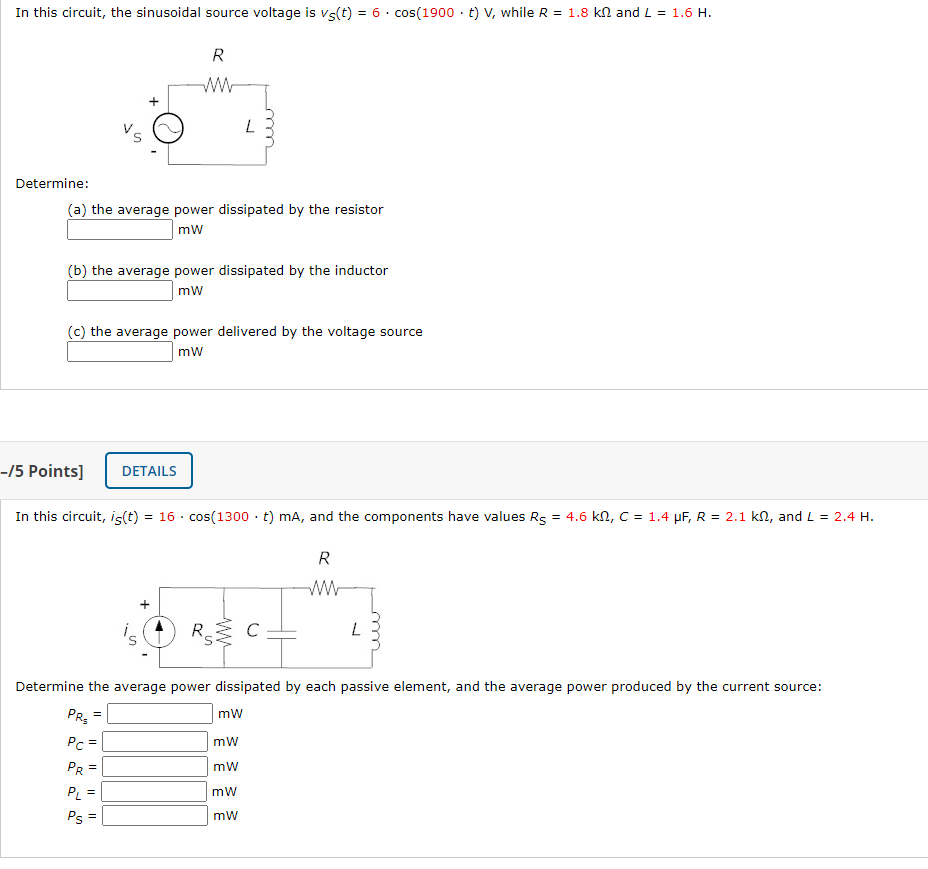 Solved In this circuit, the sinusoidal source voltage is | Chegg.com