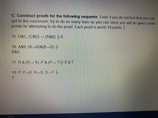 Solved C. Construct proofs for the following sequents. Even | Chegg.com