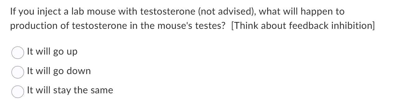 Solved If you inject a lab mouse with testosterone (not | Chegg.com