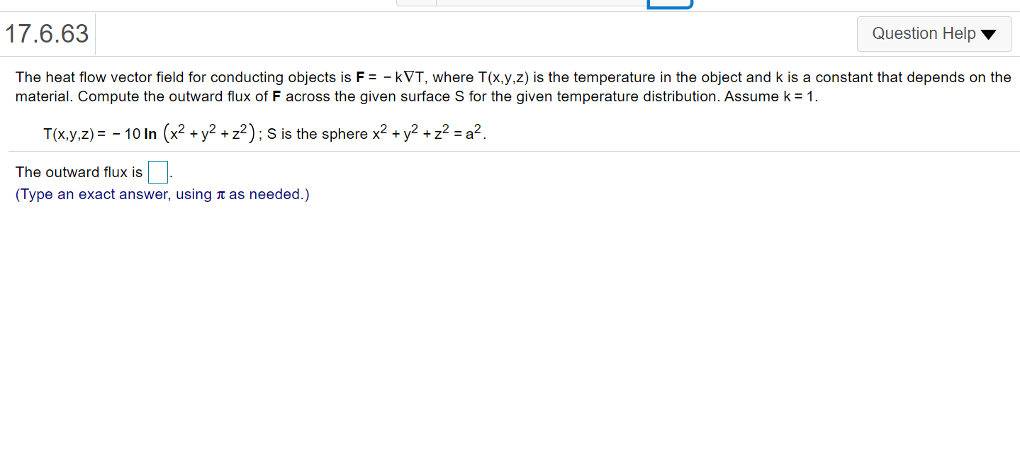 Solved 17.6.63 Question Help The heat flow vector field for | Chegg.com