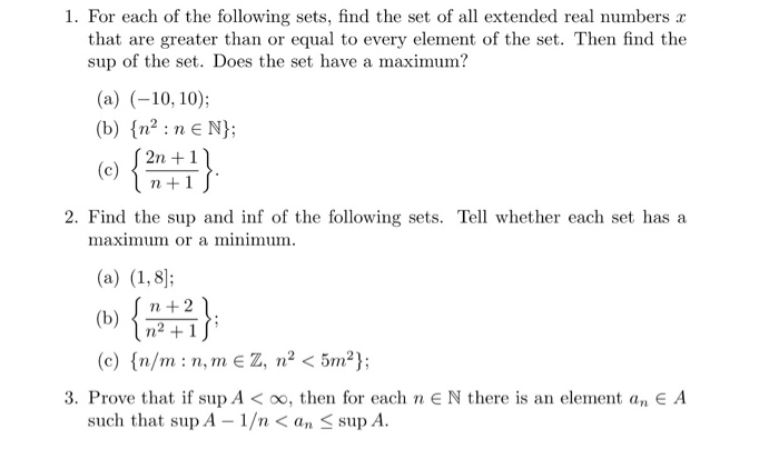 Solved For each of the following sets, find the set of all | Chegg.com