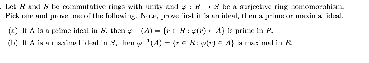 Solved Let R and S be commutative rings with unity and y: R | Chegg.com