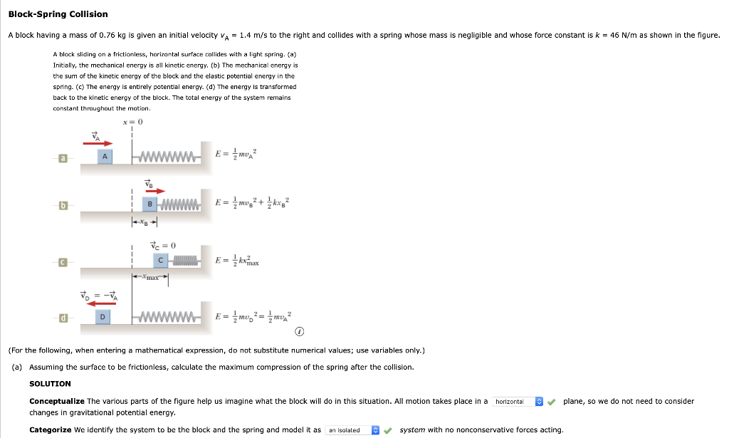 Solved Block-Spring Collision A block having a mass of 0.76 | Chegg.com