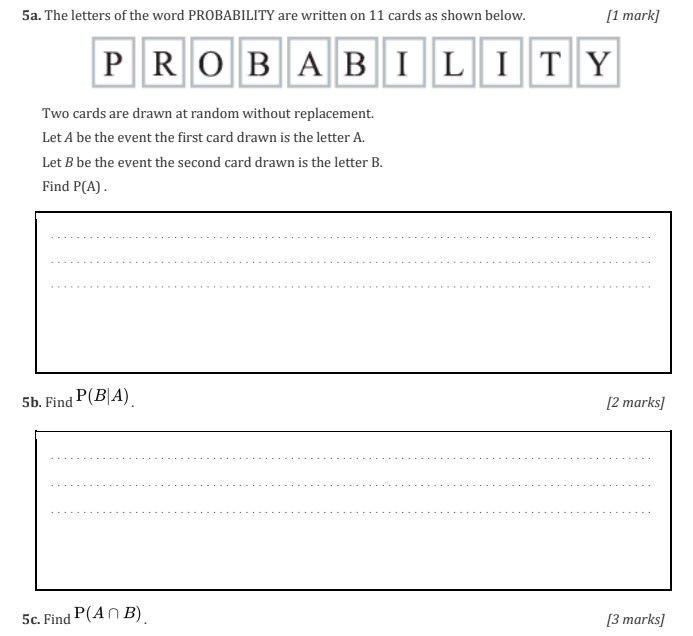 Solved 5a. The letters of the word PROBABILITY are written | Chegg.com