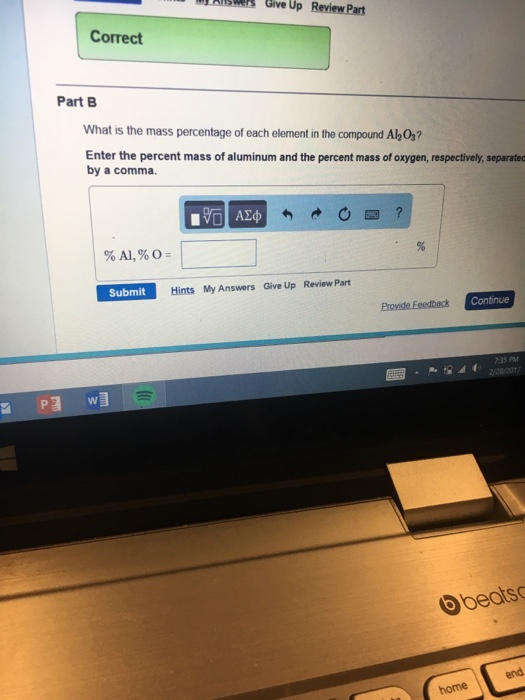 Solved What is the mass percentage of each element in the | Chegg.com