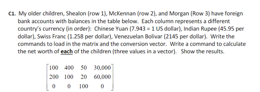 Solved c1. My older children, Shealon (row 1), McKennan (row | Chegg.com