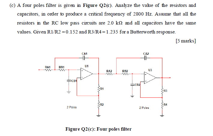 Solved (c) A four poles filter is given in Figure Q2(C). | Chegg.com