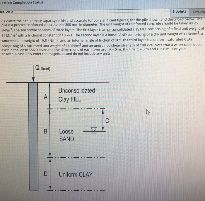 Solved Calculate the net ultimate capacity (in kN and | Chegg.com