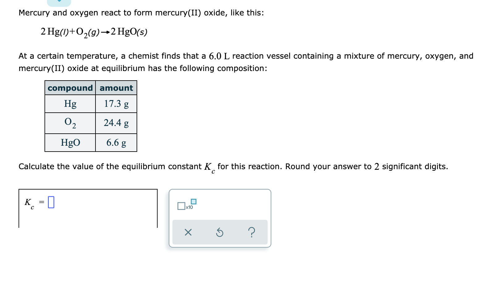 Solved Mercury and oxygen react to form mercury(II) oxide, | Chegg.com