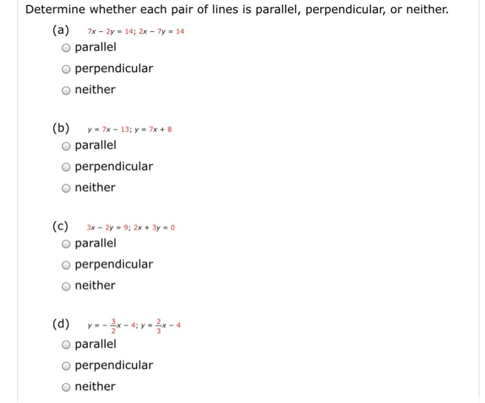 Solved Determine whether each pair of lines is parallel, | Chegg.com
