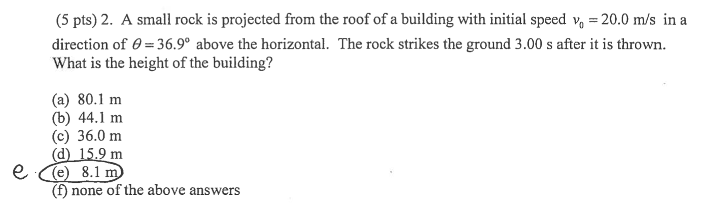 Solved (5 pts) 2. A small rock is projected from the roof of | Chegg.com