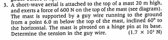 Solved 3. A short-wave aerial is attached to the top of a | Chegg.com