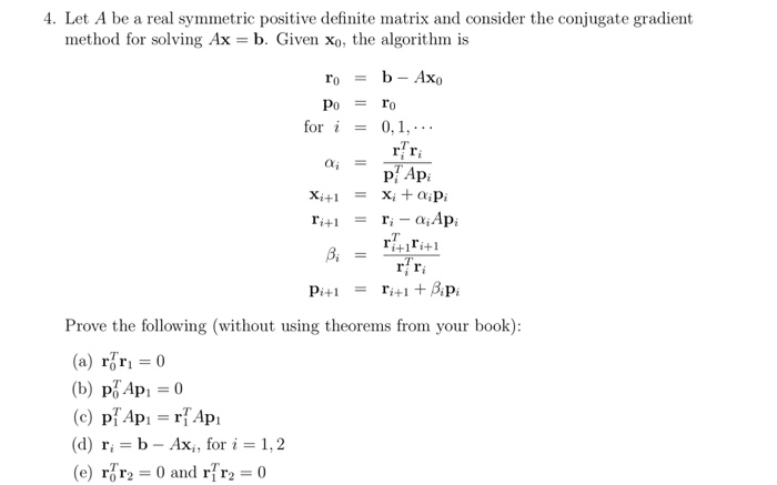 Solved 4. Let A be a real symmetric positive definite matrix | Chegg.com