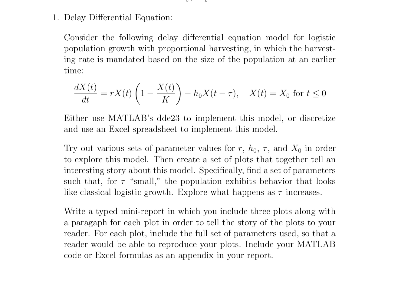 1. Delay Differential Equation: Consider the | Chegg.com
