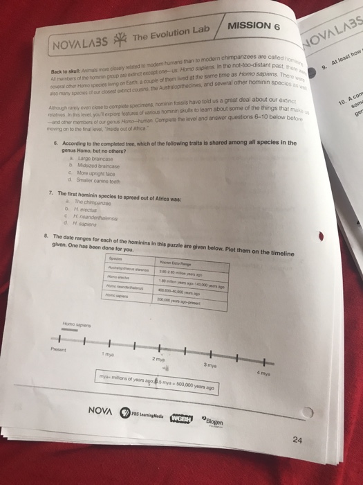 MISSION 6 NOVA LA35平The Evolution Lab AOVA LABS Al | Chegg.com