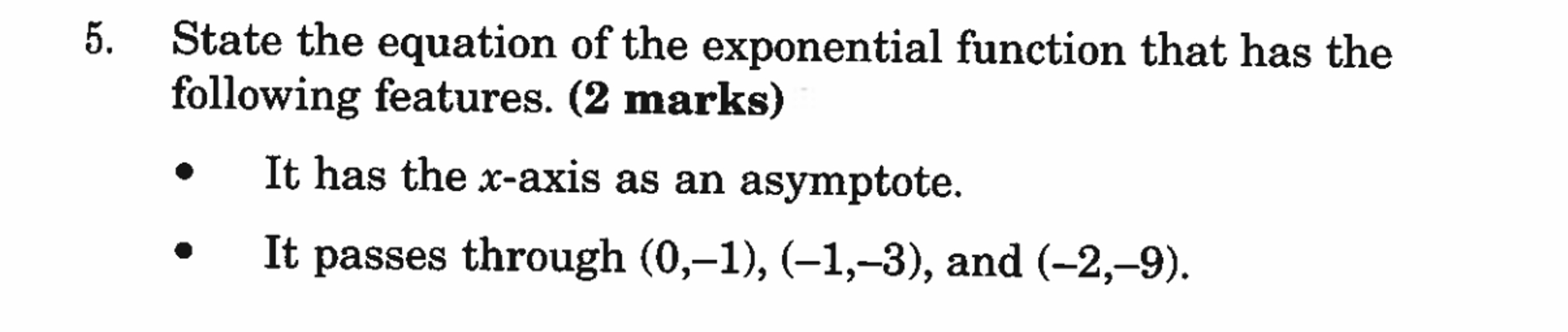 Solved State the equation of ﻿the exponential function that | Chegg.com