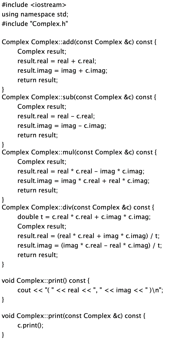 Solved A zero Complex object means both of its data members | Chegg.com
