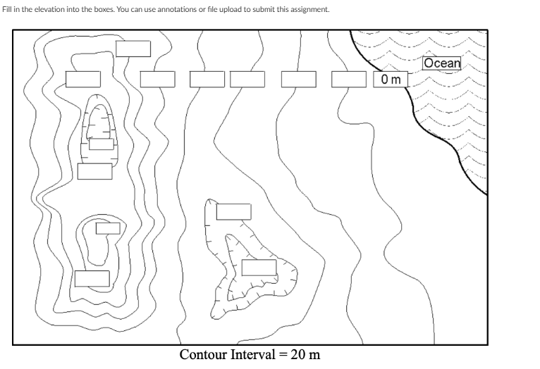 Solved Contour Line Elevations: Fill in the elevation into | Chegg.com