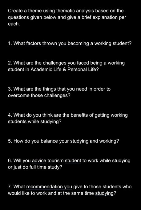 Solved Create a theme using thematic analysis based on the | Chegg.com