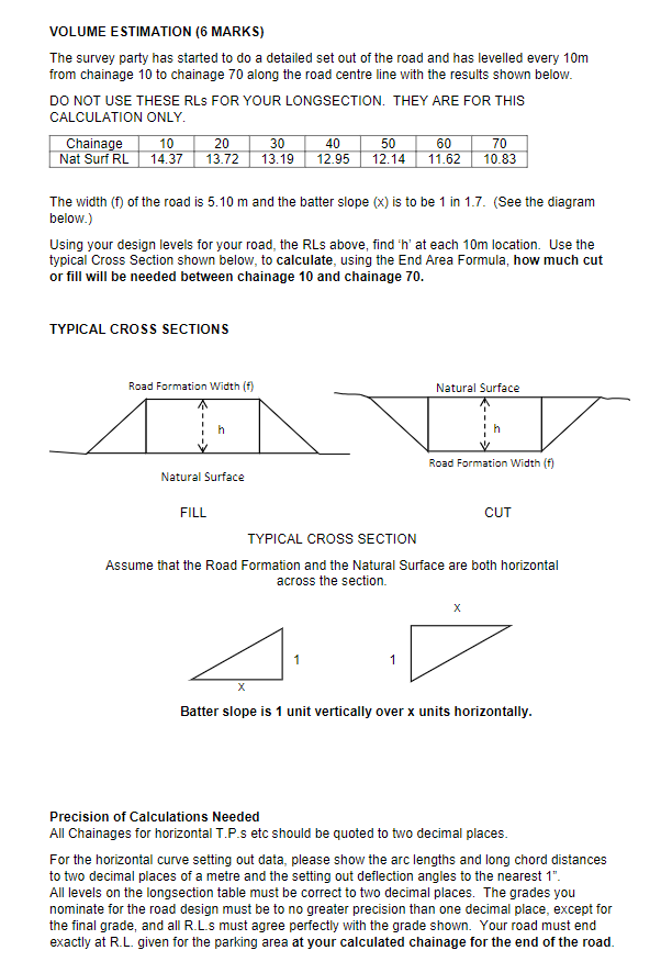 Solved VOLUME ESTIMATION (6 MARKS) The survey party has | Chegg.com