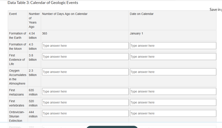 Solved Data Table 3: Calendar of Geologic EventsData Table | Chegg.com Solved Data Table 3: Calendar of Geologic EventsData Table | Chegg.com
