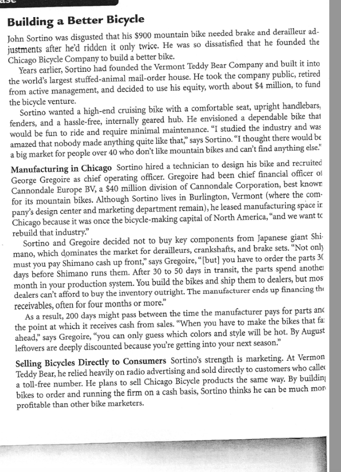 Solved Building a Better Bicycle John Sortino was disgusted | Chegg.com