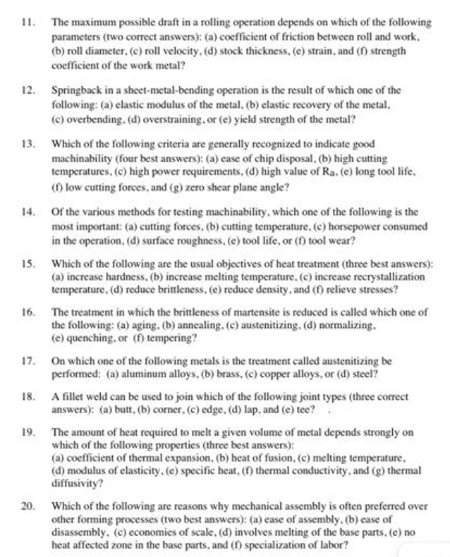 Solved 11. The maximum possible draft in a rolling operation | Chegg.com