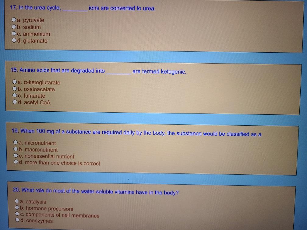 Solved 17. In the urea cycle, ions are converted to urea. O | Chegg.com