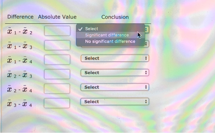 Solved To test for any significant difference in the mean | Chegg.com