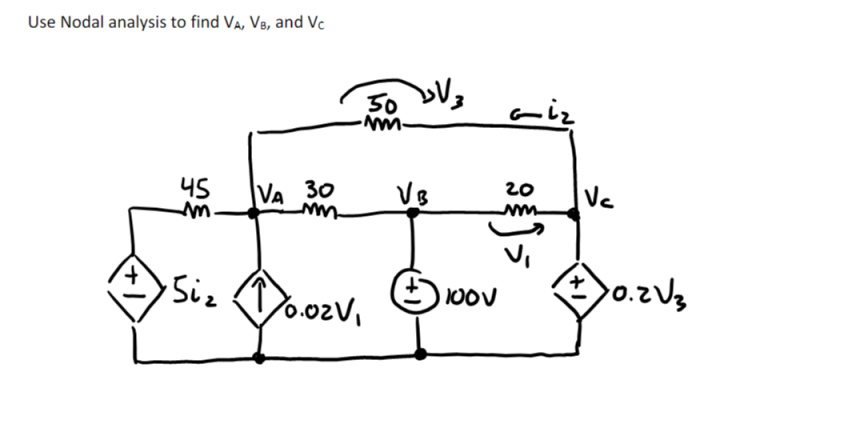Solved Use Nodal analysis to find VA, VB, and VC レ2 20 V. 2 | Chegg.com