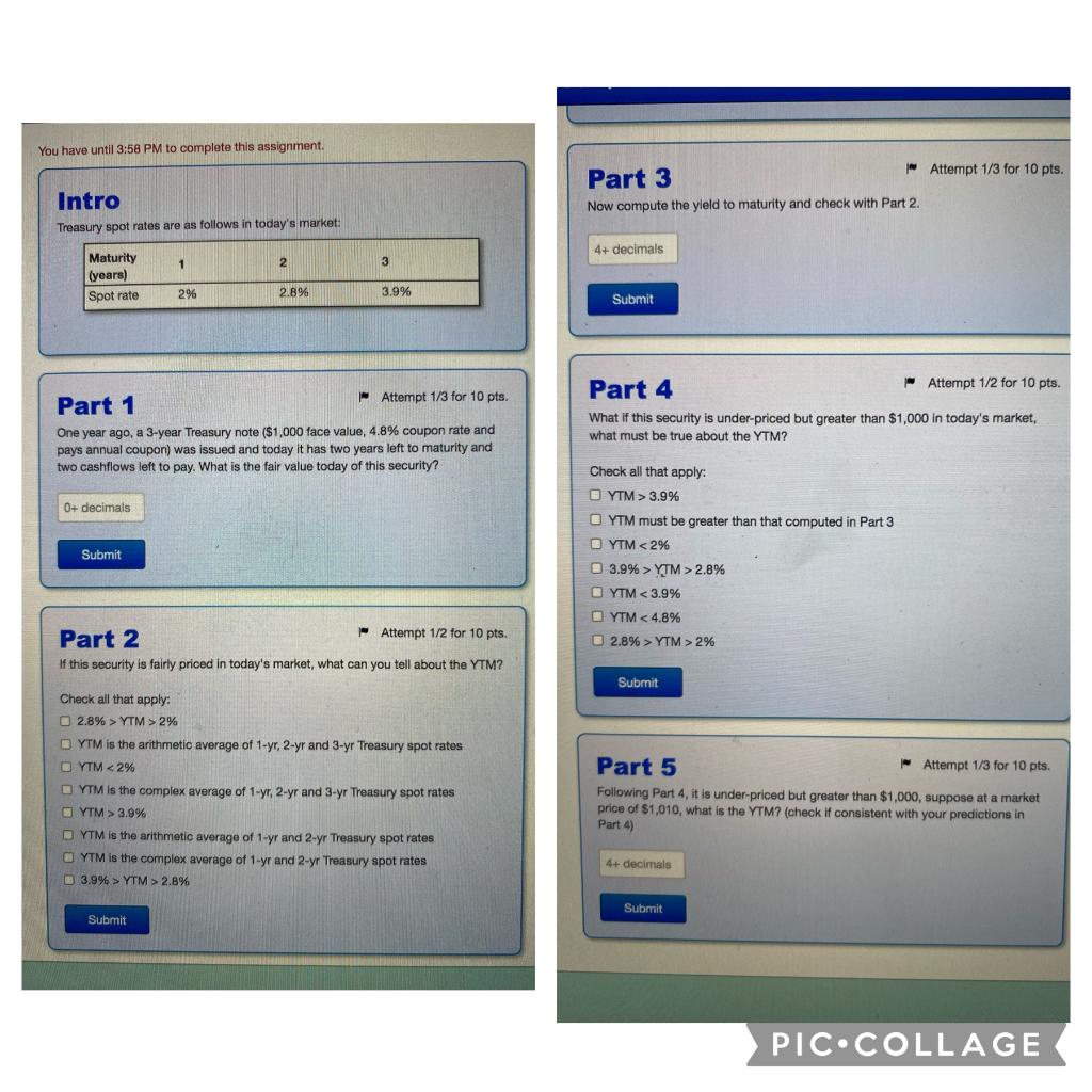 You have until 3:58 PM to complete this assignment. | Chegg.com