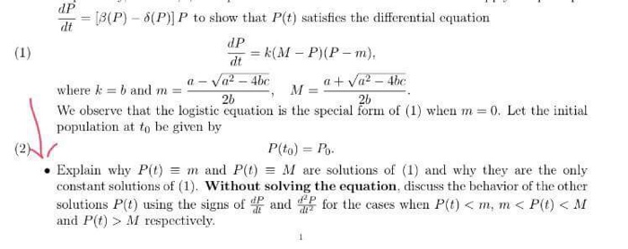 Solved dP dt = ?(P)-5(P)] P to show that P(t) satisfies the | Chegg.com