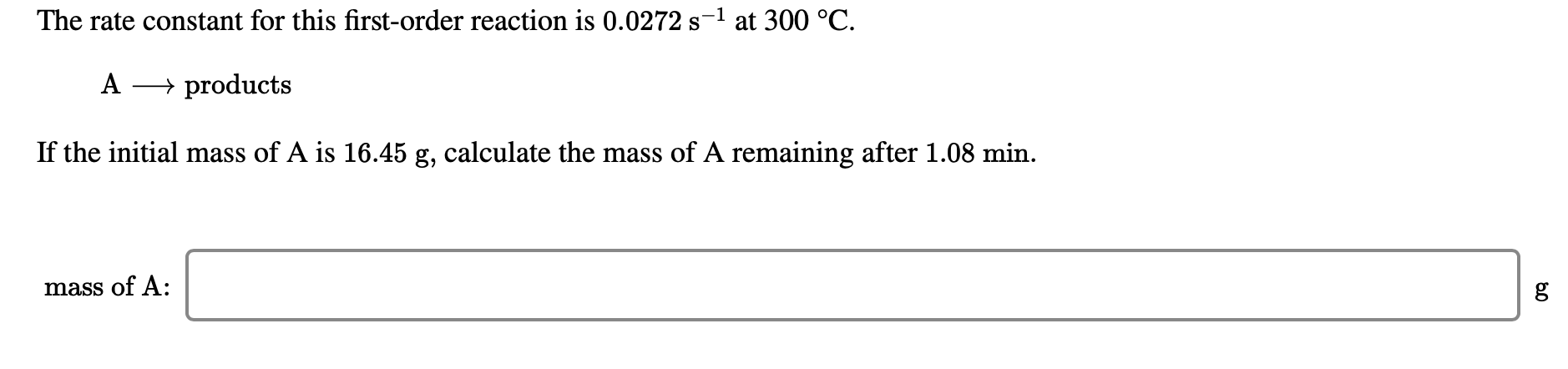 Solved The rate constant for this first-order reaction is | Chegg.com