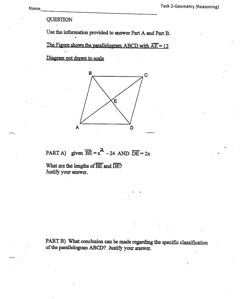 Solved Task 2-Geometry (Reasoning) Name QUESTION Use the | Chegg.com