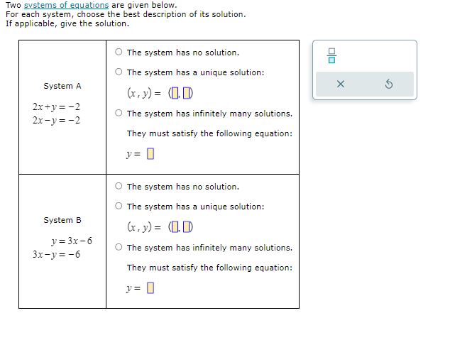 Solved Two systems of equations are given below.For each | Chegg.com